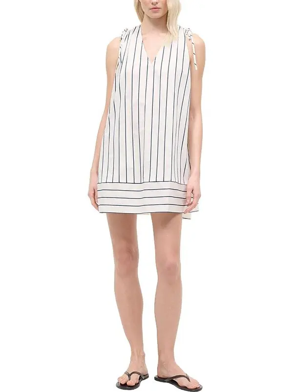 Staud Elena Stripe Dress - Ecru Stripe