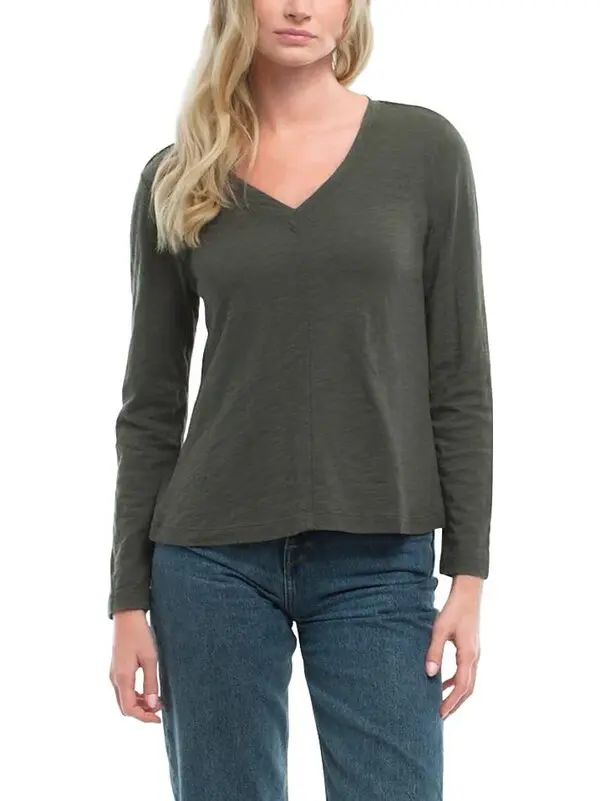 Wilt Slim Deep V Rib Back Tee - Kambaba