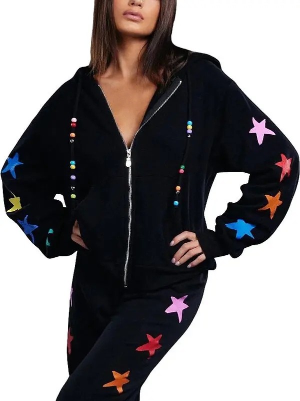 Lauren Moshi Hezly Brushed Stars Pullover - Black
