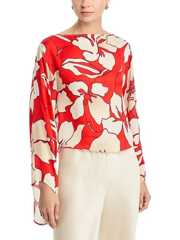 Ramy Brook Amanda Floral Top - Crimson Floral