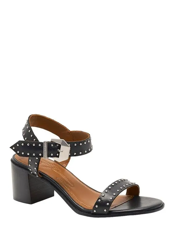 Free People Buckle Up Block Heel Sandals - Black Tide