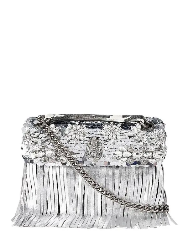 Kurt Geiger Kensington Medium Fringe Crossbody - Open Grey