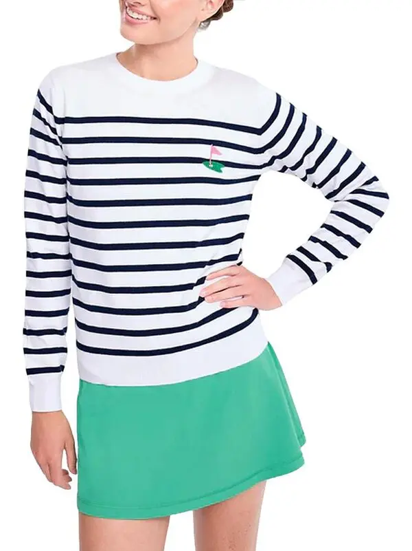 AME & LULU Club Sport Crewneck Sweater - Navy Fairway Stripes