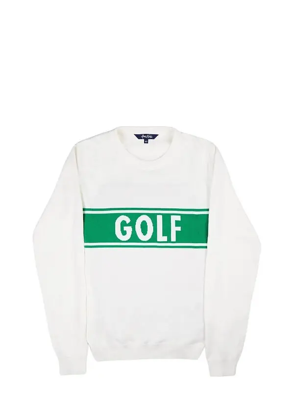 AME & LULU Club Sport Crewneck Sweater - White/green Golf