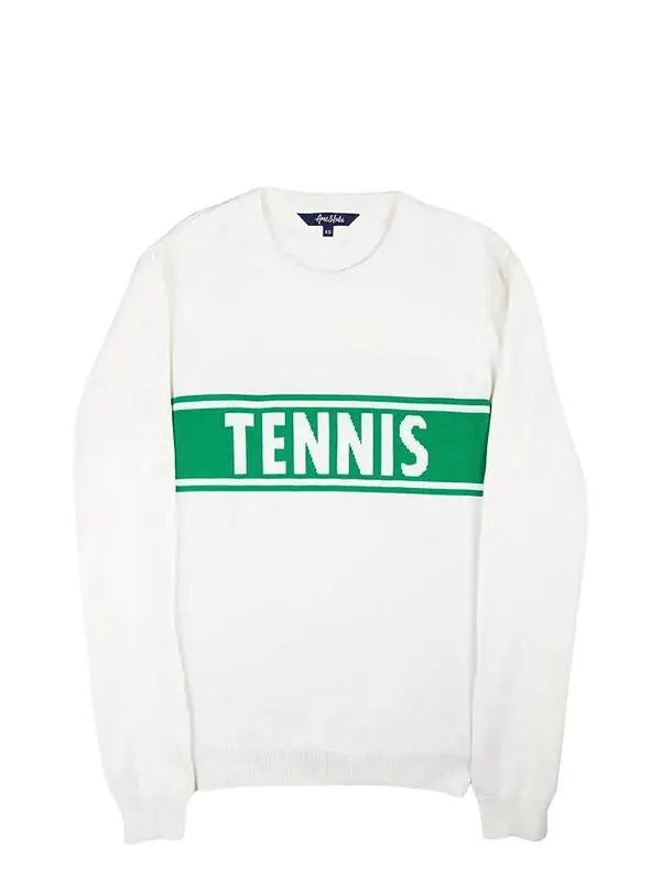 AME & LULU Club Sport Crewneck Sweater - White/green Tennis