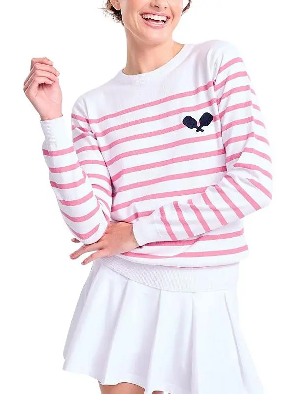 AME & LULU Club Sport Sweater - Pink Paddle Stripes