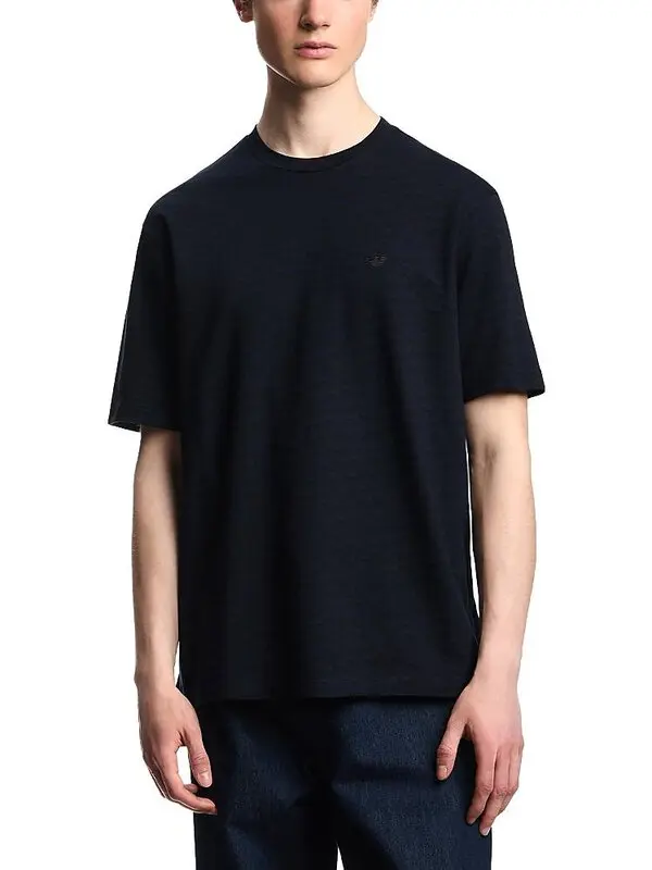 Emporio Armani Geometric Jacquard Tee - Solid Blue