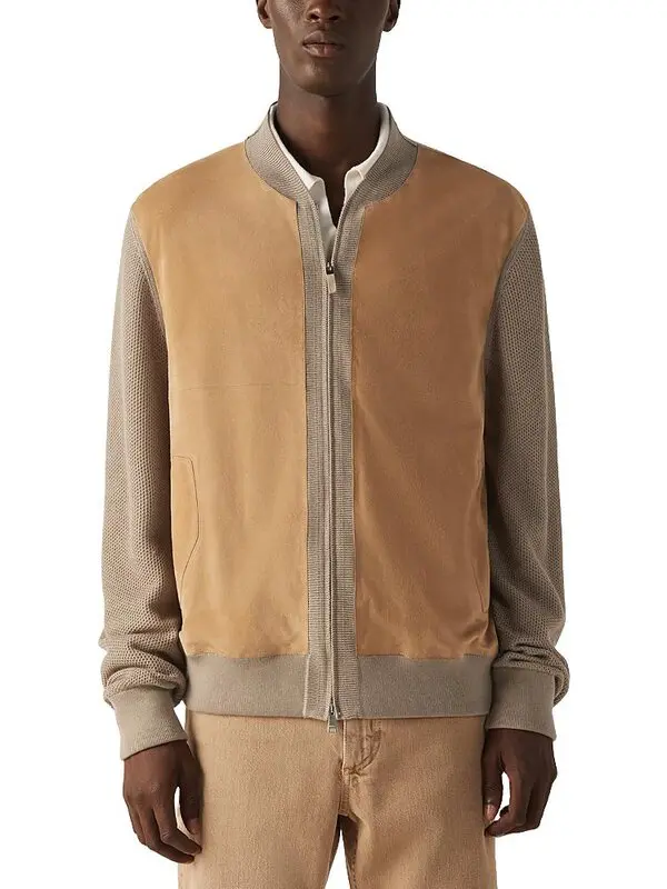 Zegna Cashmere Blend Bomber Jacket - Beige