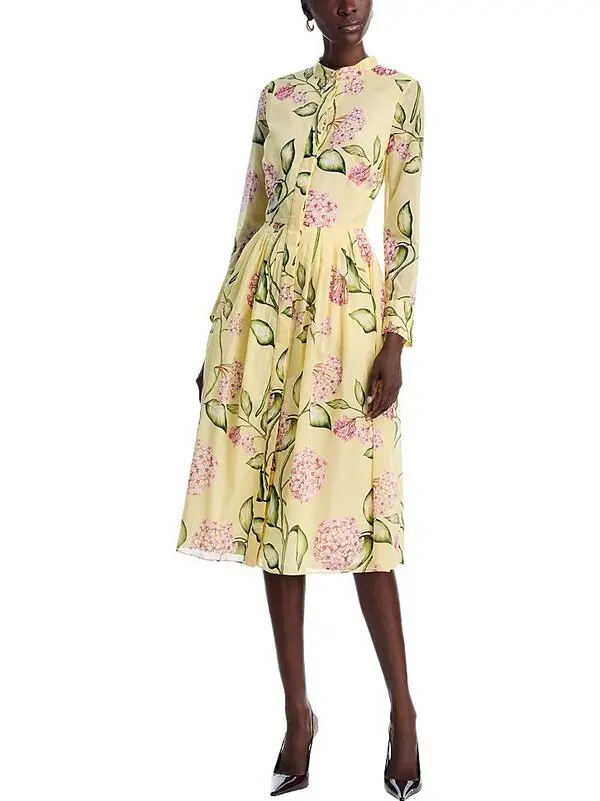 Oscar De La Renta High Neck Shirt Dress - Pink/butter
