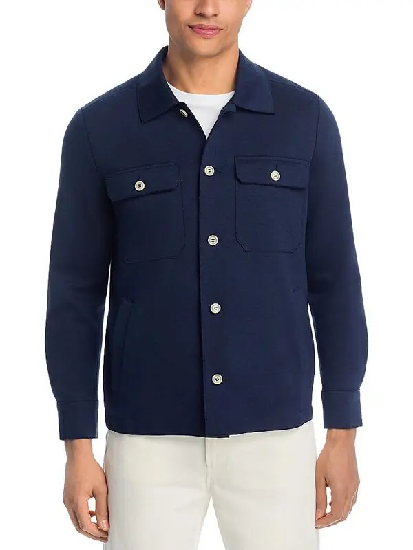Eleventy Cotton Jersey Overshirt - Navy