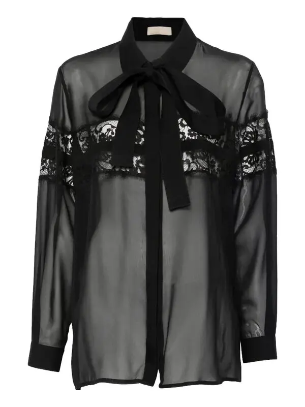 Elie Saab Lace Bow Shirt - Black