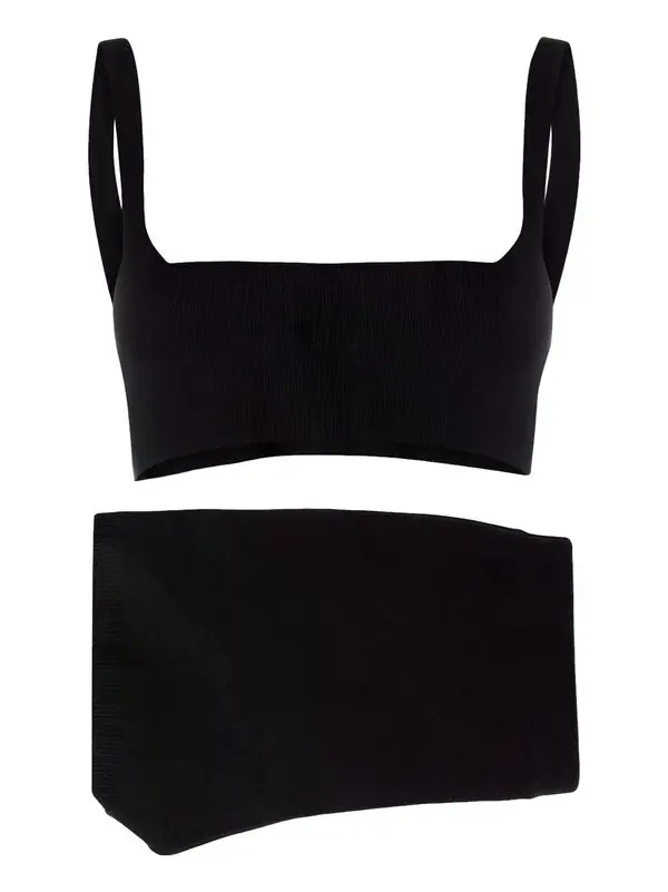 Red Valentino Knitted Crop Top And Shorts Set - Black