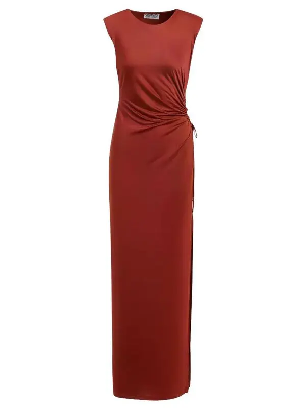 Essentiel Antwerp Maxi Dress With Ruched Side - Orange