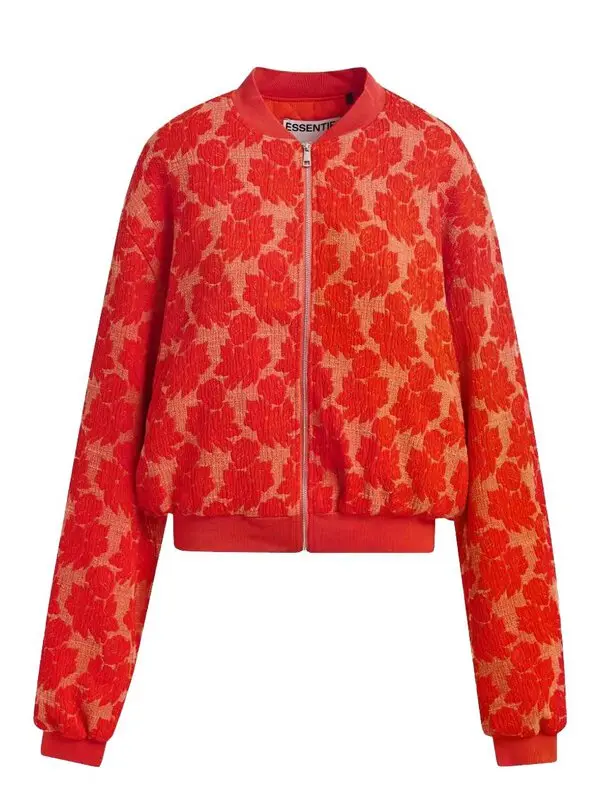 Essentiel Antwerp Floral Print Bomber Jacket - Red