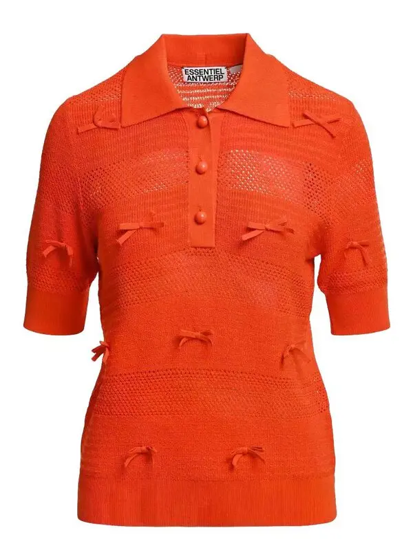 Essentiel Antwerp Knitted Polo Top - Red