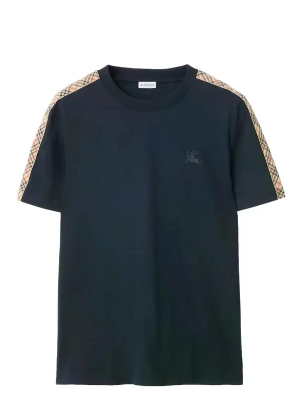 Burberry Check Trim Cotton T-shirt - Blue