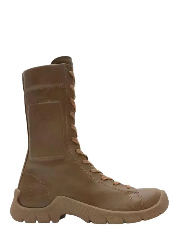 Burberry Leather Combat Boots - Brown