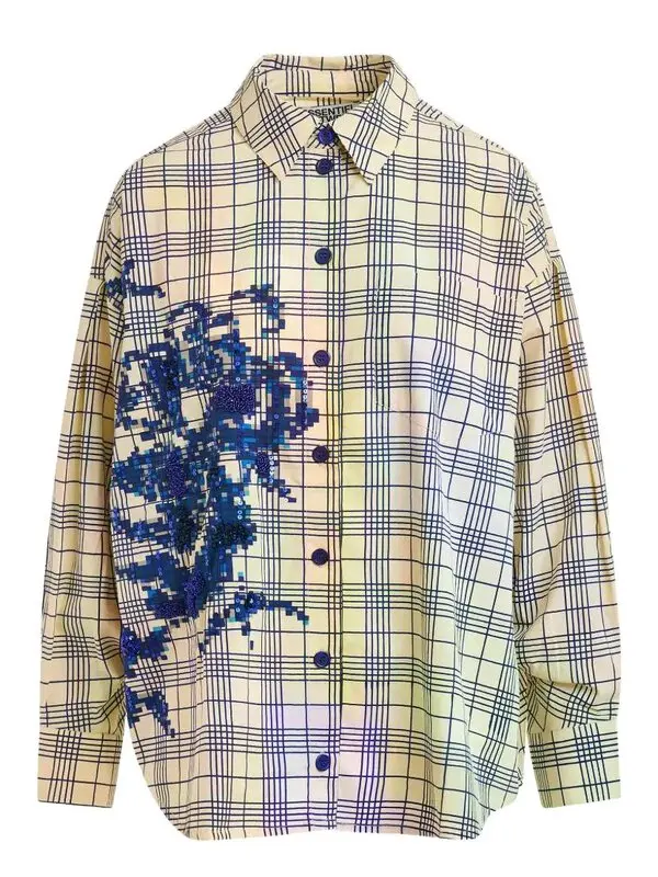 Essentiel Antwerp Floral Plaid Button-down Shirt - Neutrals