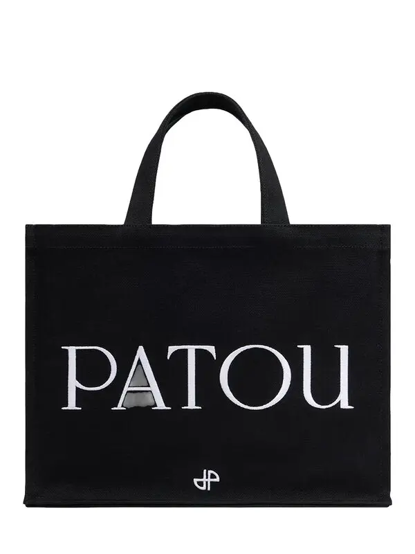 Patou Medium Tote Bag With Logo - Black