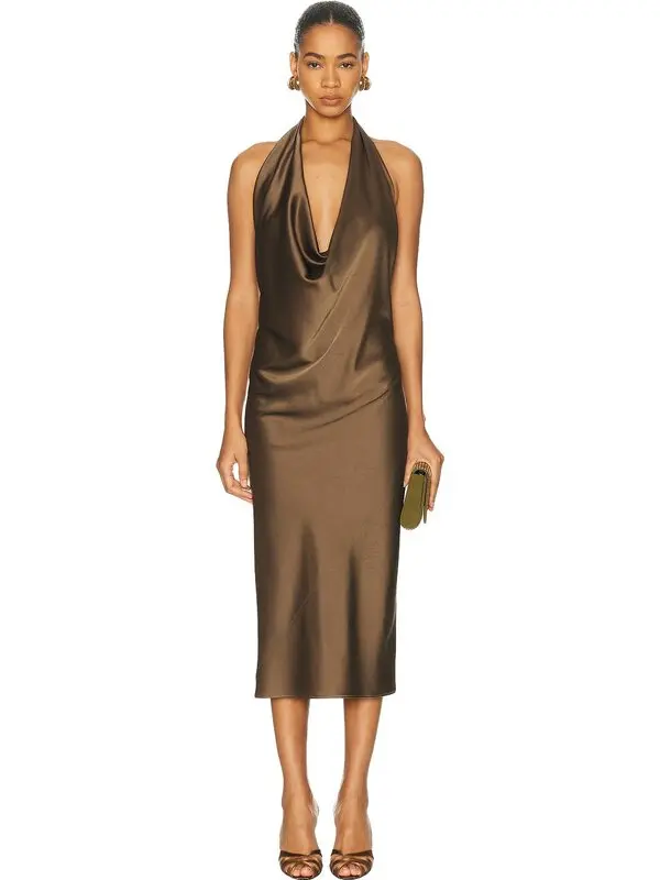 Alejandra Alonso Rojas Draped Halter Dress - Dark Green
