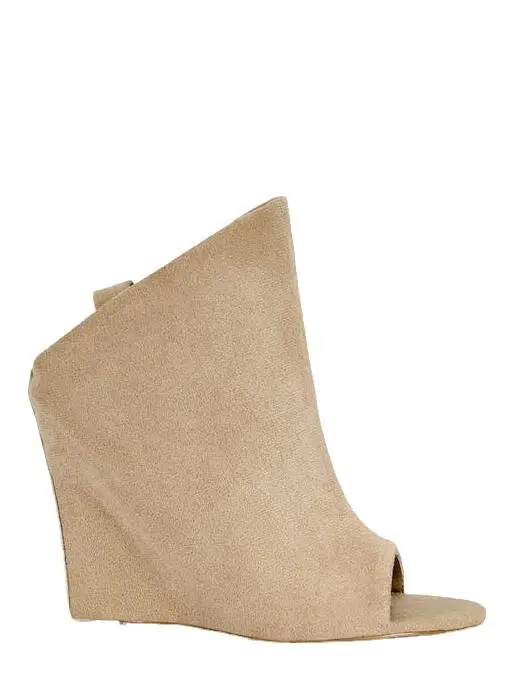AZALEA WANG Novis Peep-toe Wedge Booties - Beige