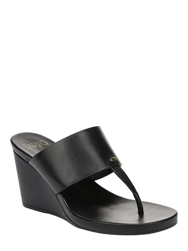 Franco Sarto Talea Calf Hair Wedge Sandal - Black
