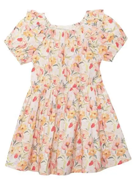 MABEL + HONEY Blooming Short Sleeve Gathered Dress - Floral
