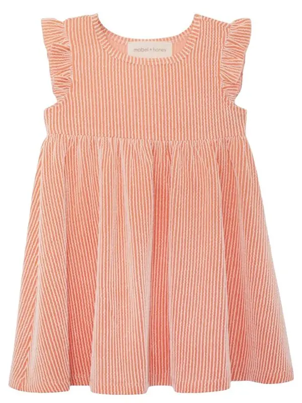 MABEL + HONEY Striped Short Sleeve Dress - Orange