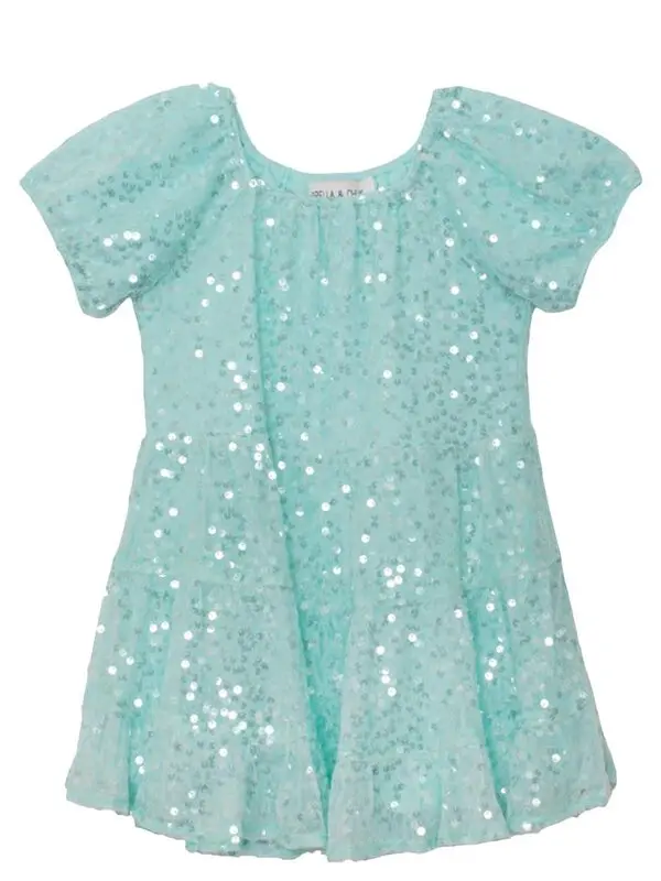 ISOBELLA & CHLOE Sequin Embellished Short Sleeve Dress - Blue