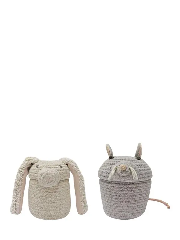 LORENA CANALS Mini Animal Baskets - Natural/ Pearl Grey