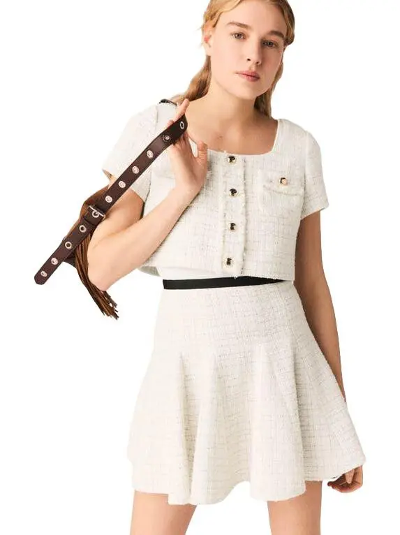 Maje 2-in-1 Cotton Tweed Dress - Ecru