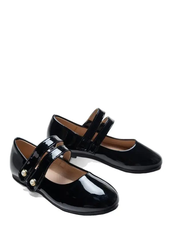 TULLEEN Dorothea Banded Patent Flats - Black