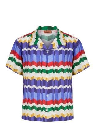 UM Bowling Shirt In Viscose With 3d Zigzag Print - Multicoloured