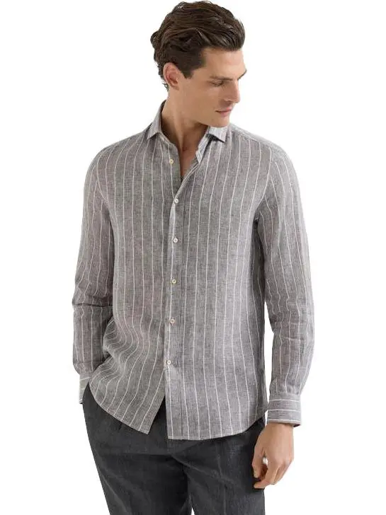 Brunello Cucinelli Chalk Stripe Shirt - Hazelnut