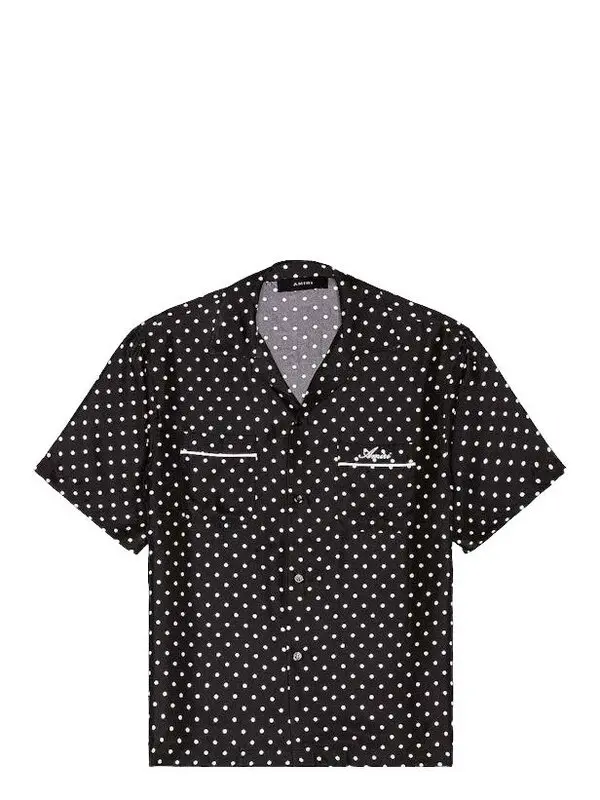 Amiri Pajama Silk Polka Dot Shirt - Black/natural