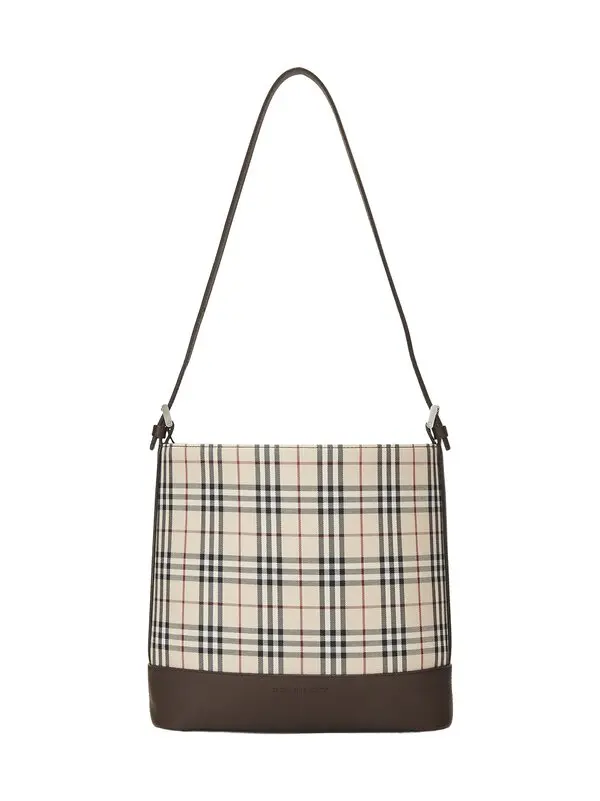 Burberry House Check Jacquard Bucket Shoulder Bag - Brown
