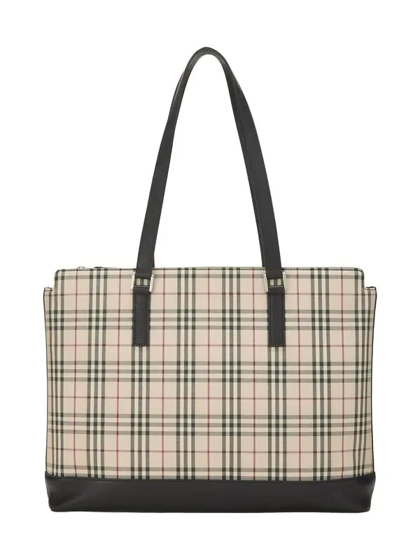 Burberry Check Jacquard Zip Tote - Black