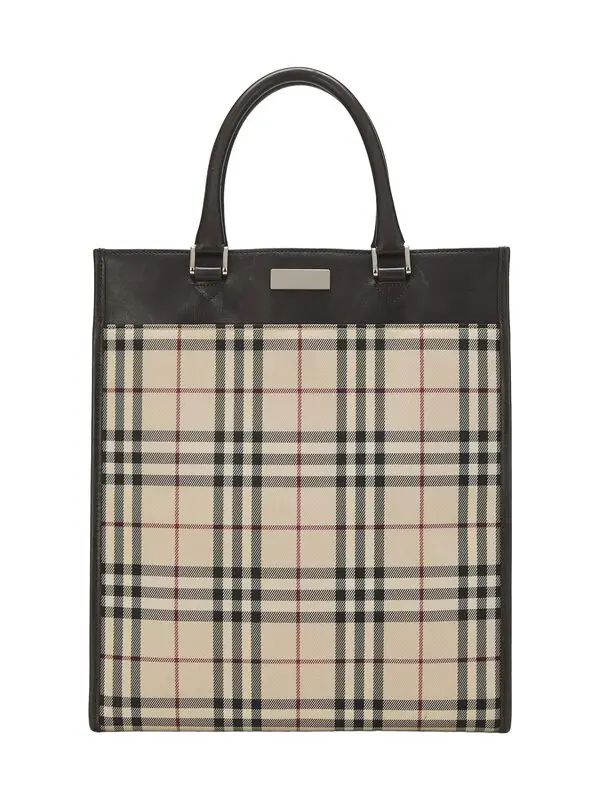 Burberry Check Vertical Tote - Brown