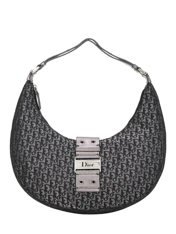 Dior Metallic Canvas Street Chic Hobo Bag - Black