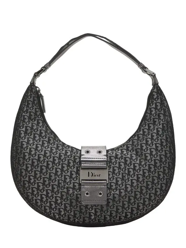 Dior Metallic Canvas Street Chic Hobo Bag - Black