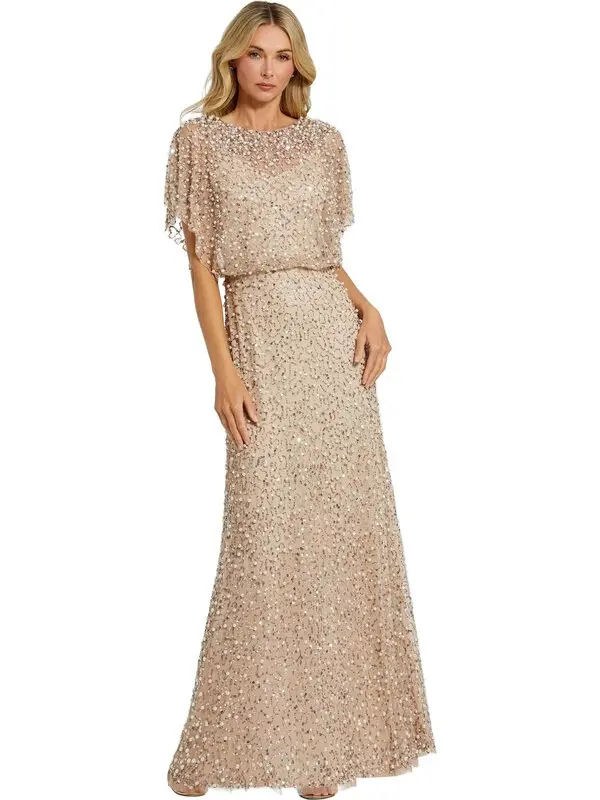 Mac Duggal Embellished High Neck Gown - Neutral