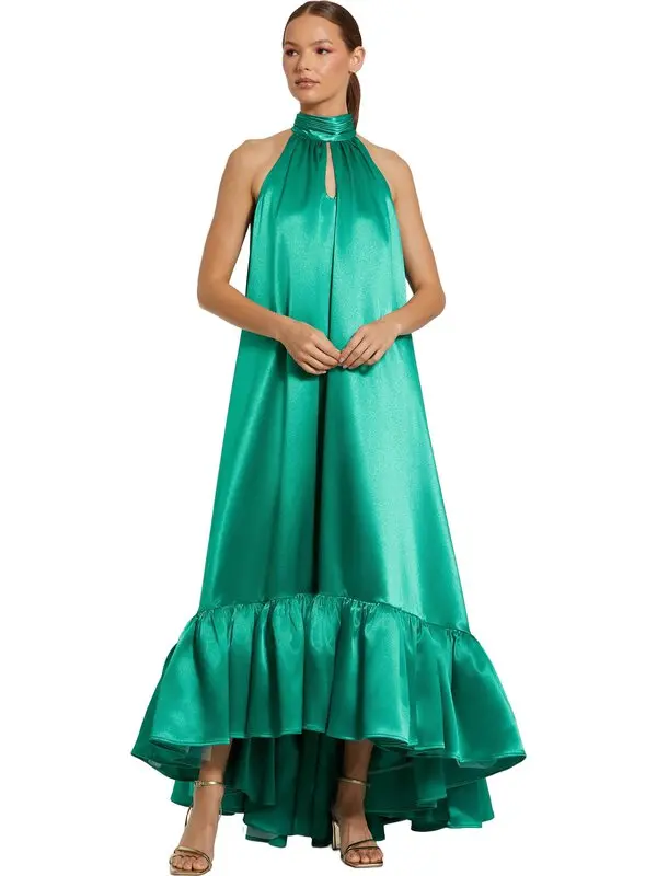 Mac Duggal Sleeveless Halter Neck High-low Gown - Jade
