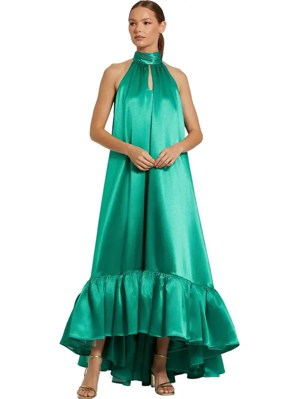 Mac Duggal Sleeveless Halter Neck High-low Gown - Jade