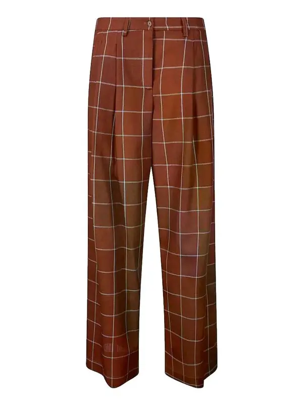 MAISON JEJIA Katherine Check Trousers - Brown