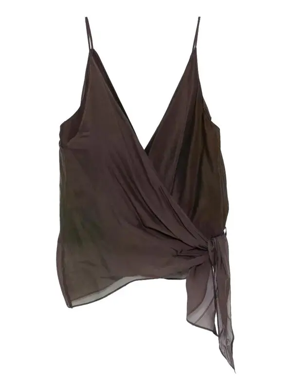 ALYSI Wrap-tie Blouse - Brown