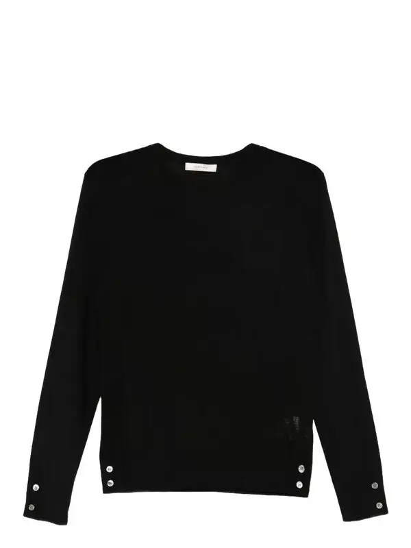 IVORY PARIS Buttoned Crew-neck Sweater - Black