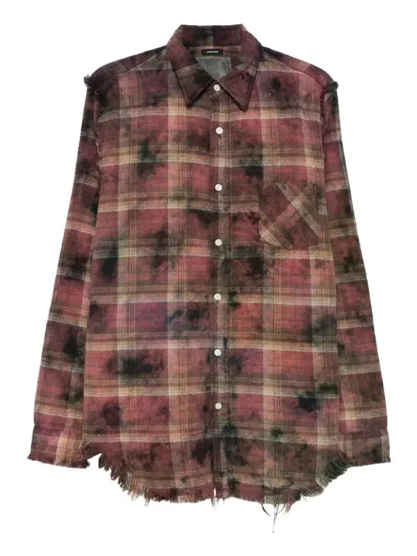 R13 Plaid Frayed Shirt - Purple