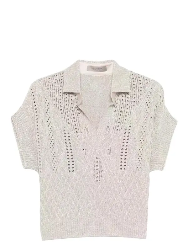 D.exterior Openwork Knit Top - Neutrals