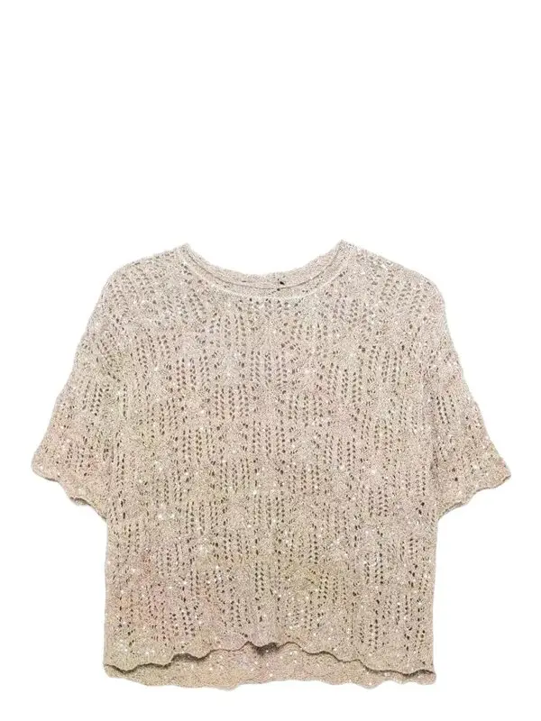 D.exterior Crew-neck Top - Neutrals