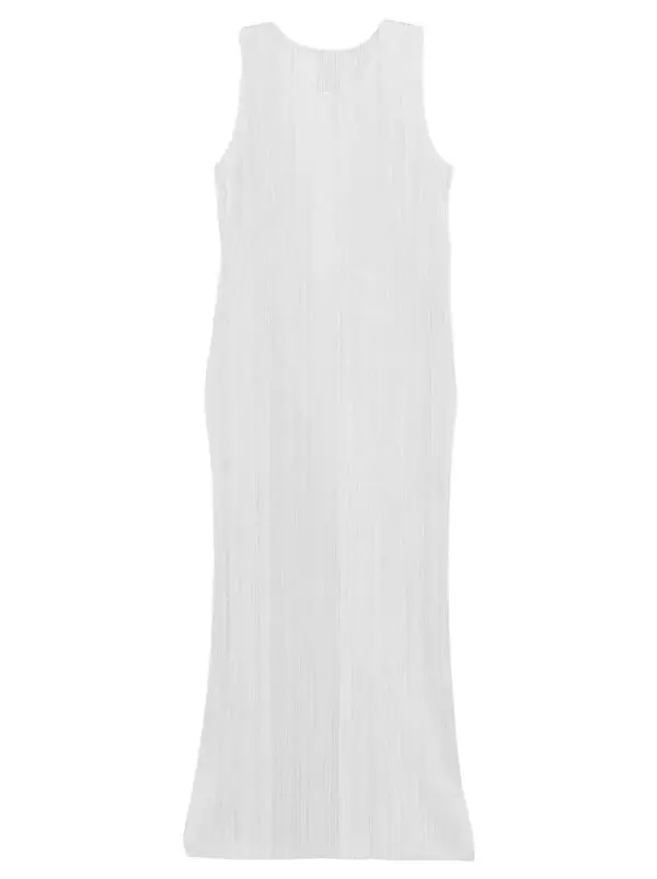 Issey Miyake Pleated Round Neck Dress - Grey